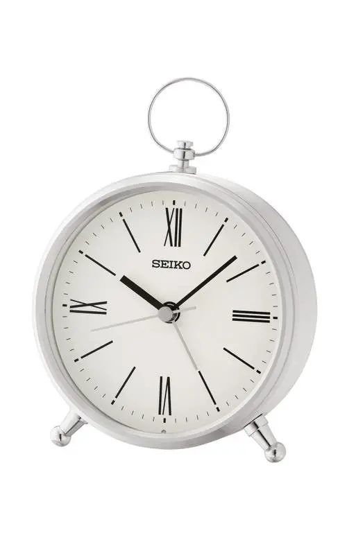 SEIKO Aluminum Bedside Alarm Clock - Silver