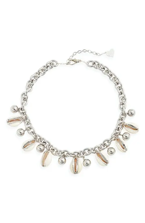 VIDAKUSH Cowrie Shell Dangle Necklace - Silver