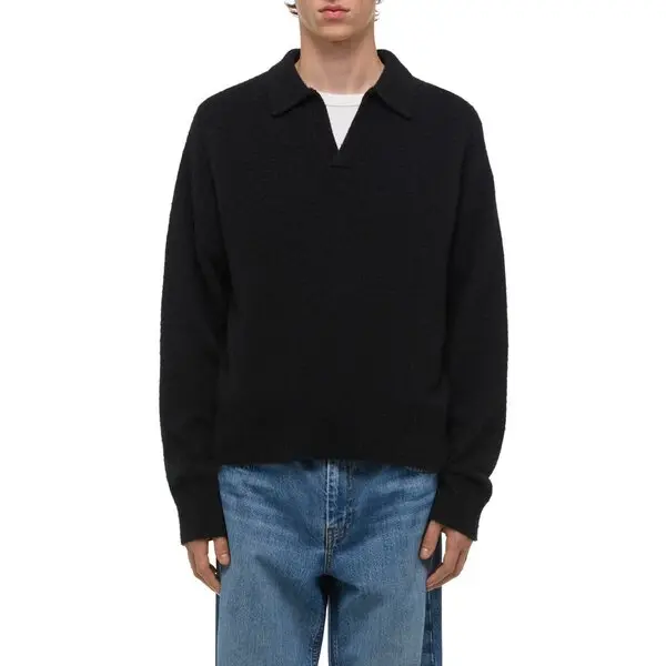 Helmut Lang Brushed Wool & Cashmere Polo Sweater