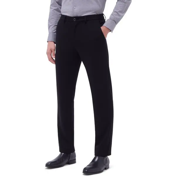 Bugatchi Slim Tailored Fit Knit Dress Pants - Black