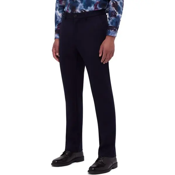 Bugatchi Slim Tailored Fit Knit Dress Pants - Navy