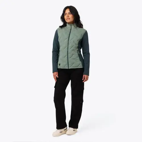 MOBILE WARMING Aria Natural Down Hybrid Heated Jacket - Sage/olive