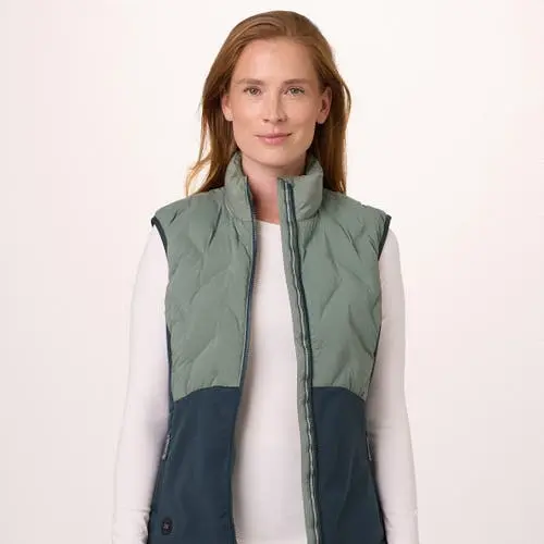 MOBILE WARMING Natural Down Hybrid Heated Vest - Sage/olive