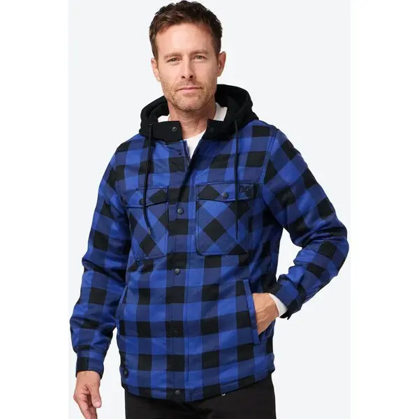 MOBILE WARMING Flannel Heated Hooded Jacket - Blue