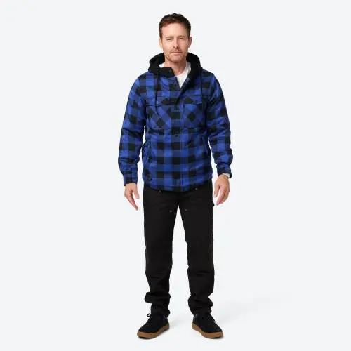MOBILE WARMING Flannel Heated Hooded Jacket - Blue