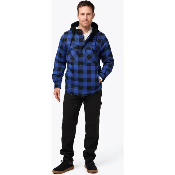 MOBILE WARMING Flannel Heated Hooded Jacket - Blue
