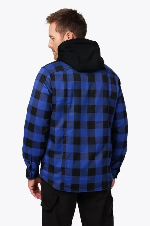 MOBILE WARMING Flannel Heated Hooded Jacket - Blue