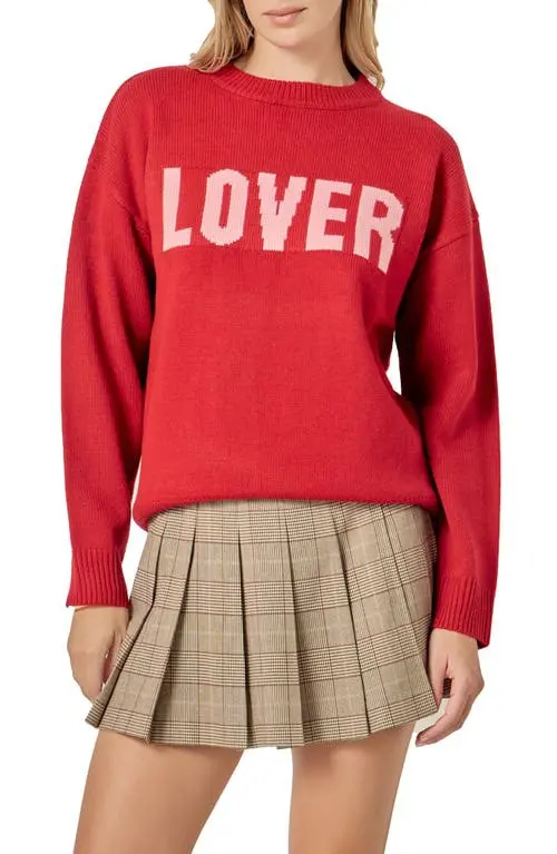 English Factory Relaxed Fit Statement Sweater - Red/pink