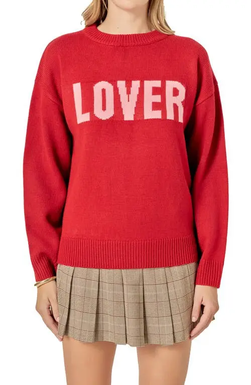 English Factory Relaxed Fit Statement Sweater - Red/pink