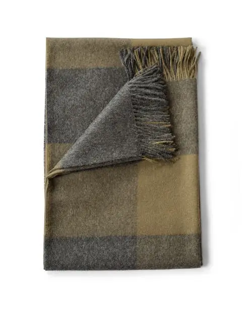 EVANGELINE 100% Baby Alpaca Throws - Olive/ledge