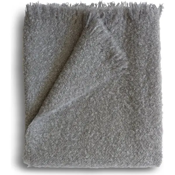 EVANGELINE Mohair Bouclé Throws - Bouclé Soft Grey