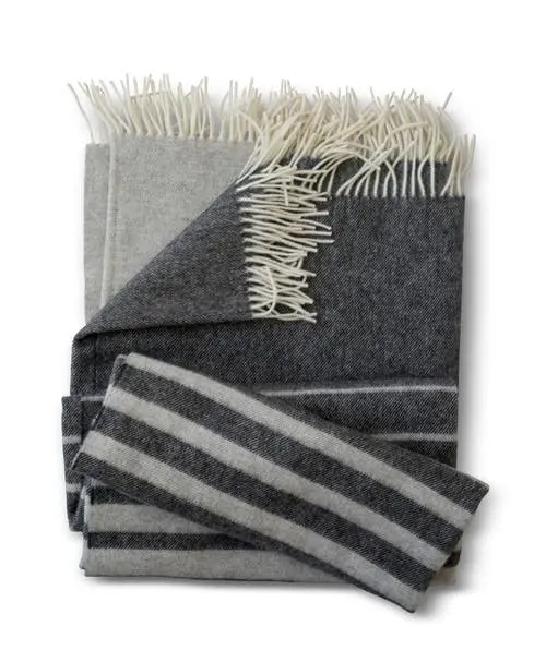 EVANGELINE Patterned Merino Throws - Ombré Graphite