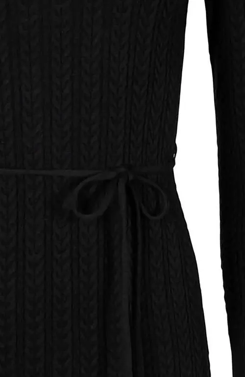 HOPE & HENRY Organic Square Neck Cable Sweater Dress - Black