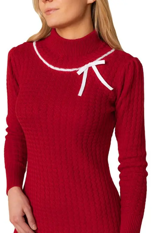 HOPE & HENRY Organic Mock Neck Cable Knit Sweater Dress
