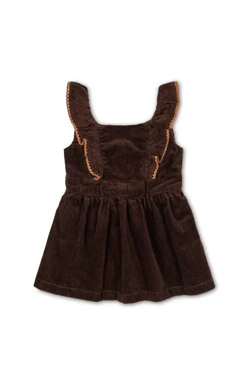 HOPE & HENRY Organic Corduroy Ruffle Jumper - Chocolate