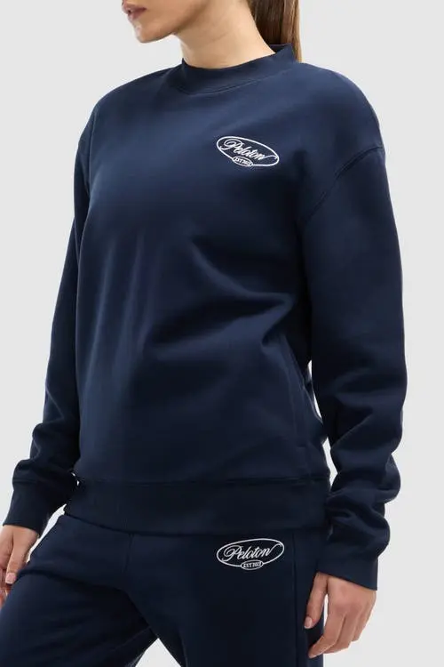PELOTON Soft Fleece Mock Neck Sweatshirt - Deep Navy