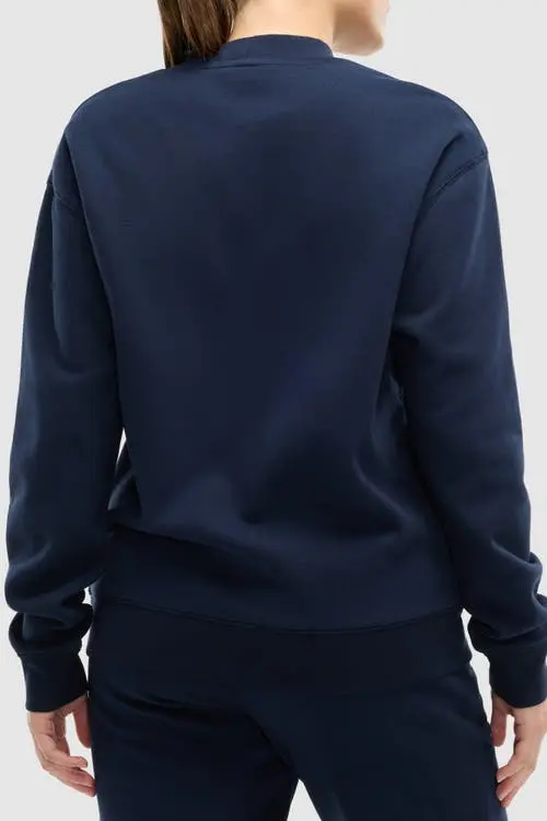 PELOTON Soft Fleece Mock Neck Sweatshirt - Deep Navy