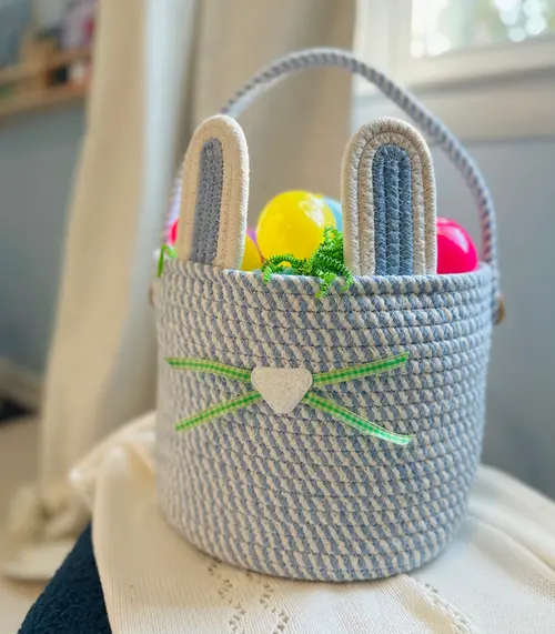 RAMUS & CO Bunny Rope Spring Basket - Blue