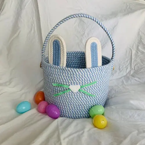 RAMUS & CO Bunny Rope Spring Basket - Blue