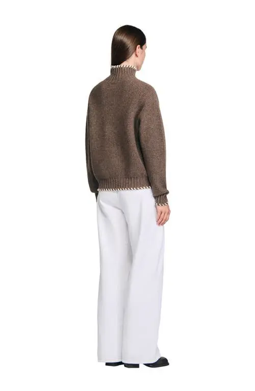Sandro Oversized Turtleneck Fine Knit Sweater