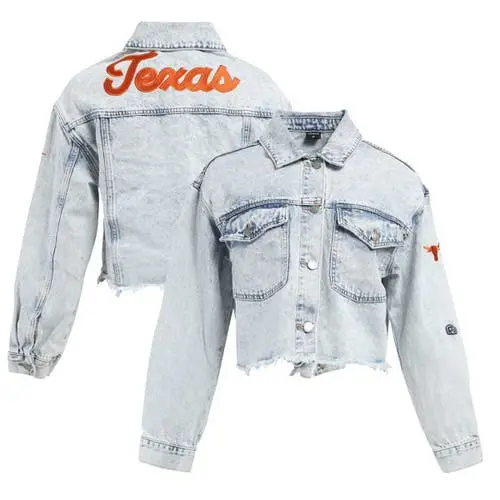 HYPE AND VICE Texas Longhorns Lightwash Full-button Jean Jacket - Denim