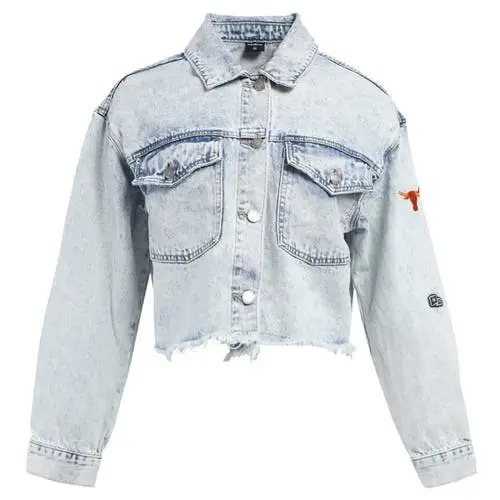 HYPE AND VICE Texas Longhorns Lightwash Full-button Jean Jacket