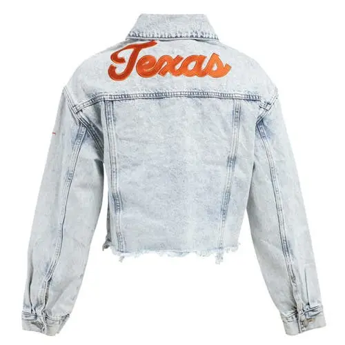 HYPE AND VICE Texas Longhorns Lightwash Full-button Jean Jacket