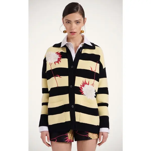 La DoubleJ Striped Wool-blend Derby Cardigan
