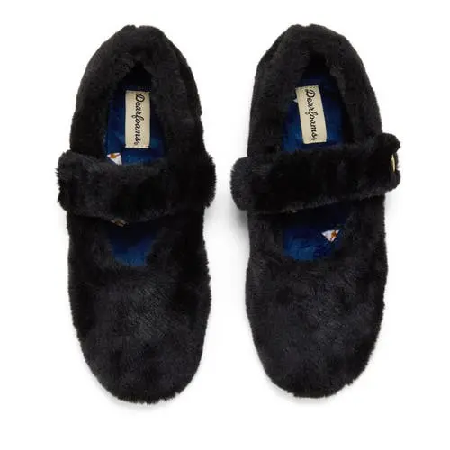 DEARFOAMS Maryjane Luxe Teddy Slipper - Black