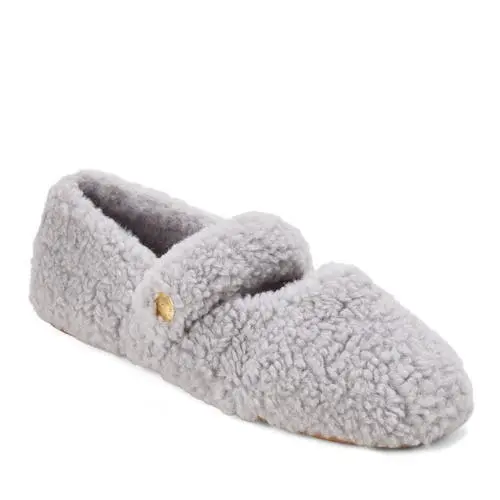 DEARFOAMS Maryanne Luxe Teddy Mary Jane Slipper - Sleet