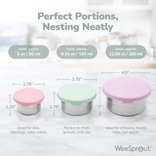 WEESPROUT Stainless Steel Food & Dip Container Set - Variety 4