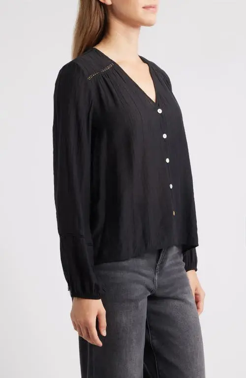 CLOTH & STONE Ladder Stitch Front Button Top