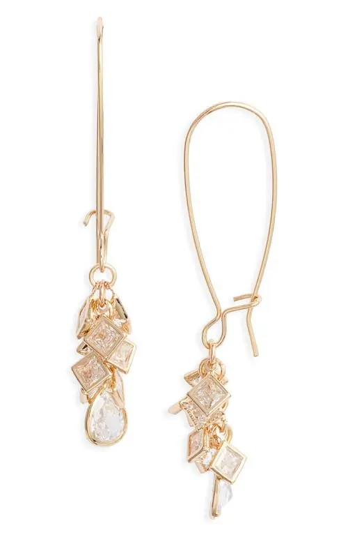 Nordstrom Cubic Zirconia Cluster Drop Earrings - Clear- Gold