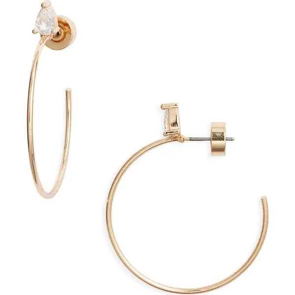 Nordstrom Cubic Zirconia Hoop Earrings - Clear- Gold