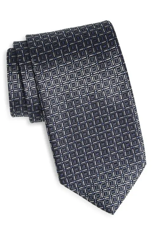 David Donahue Geometric Silk Necktie - Charcoal