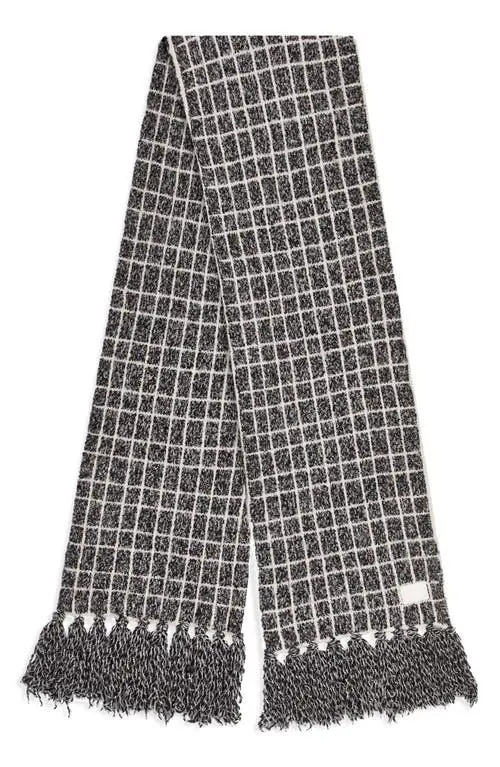 Varley Lindsey Check Bouclé Knit Scarf - Charcoal