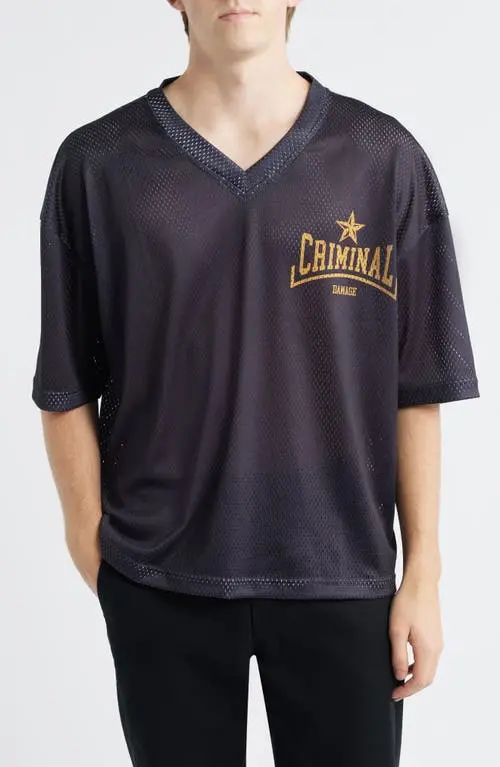CRIMINAL DAMAGE Blake Mesh Graphic T-shirt - Black/mustard