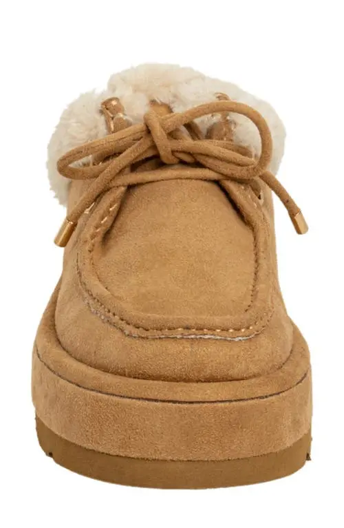 SHU SHOP Faux Fur Platform Slipper - Camel Suede