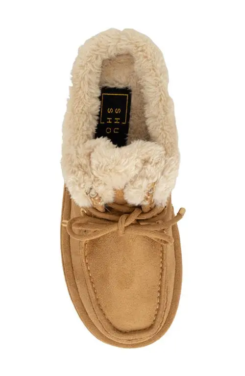 SHU SHOP Faux Fur Platform Slipper - Camel Suede