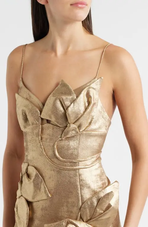 Acler Hillsome Floral Appliqu Minidress - Gold | Editorialist
