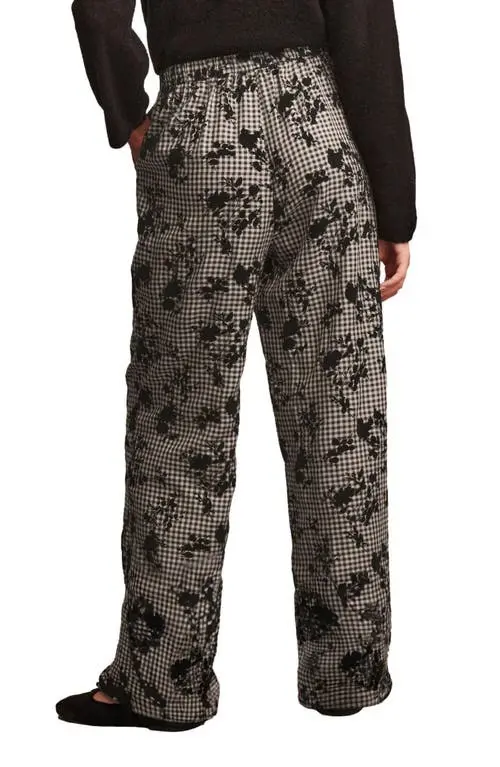 NEXT Floral Flocked Gingham Drawstring Trousers