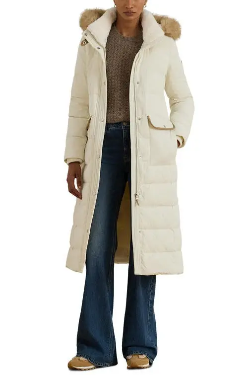 Ralph Lauren Quilted Down Longline Coat - Cream