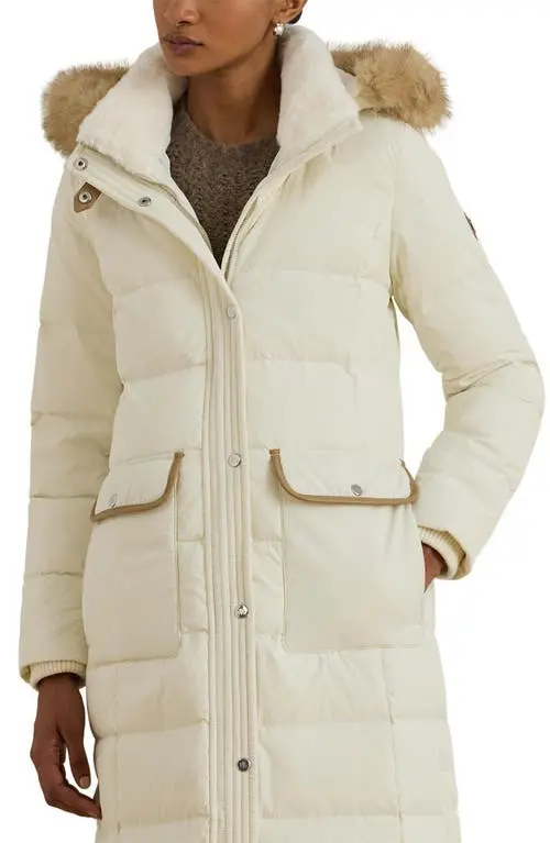 Ralph Lauren Quilted Down Longline Coat - Cream