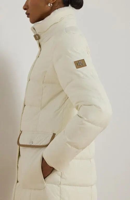 Ralph Lauren Quilted Down Longline Coat - Cream