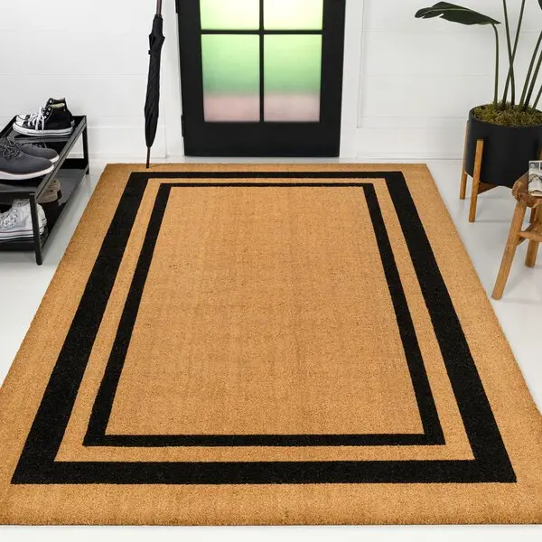 JONATHAN Y Peater Classic Casual Commerical Natural Coir Mat Indoor/outdoor - Natural Black Border