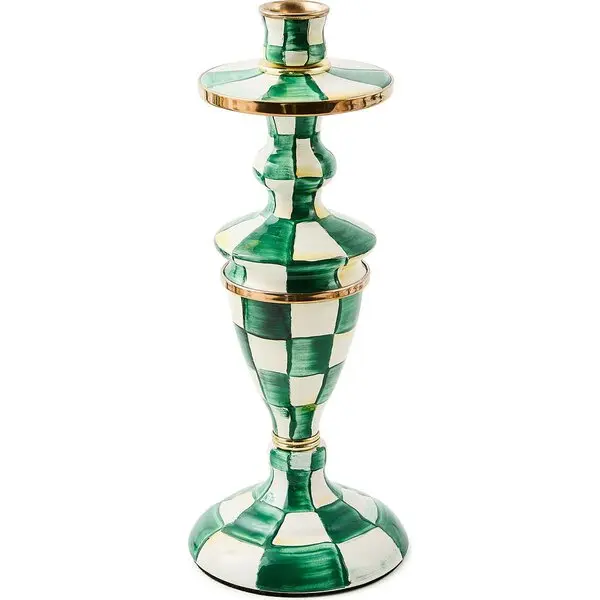 MACKENZIE-CHILDS Check Medium Candlestick Holder - Emerald