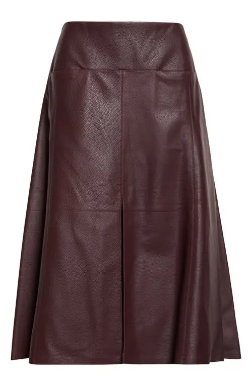 Alaïa Slit Leather Midi Skirt - Prune
