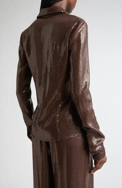 Michael Kors Hansen Sequined Button-up Shirt - Chocolate