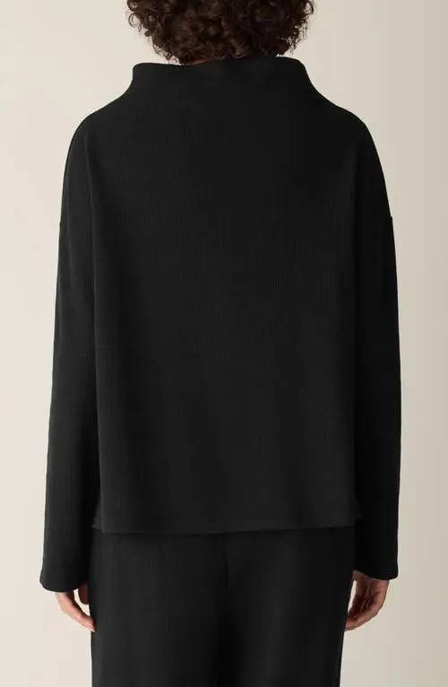 Eileen Fisher Funnel Neck Boxy Organic Cotton Blend Top