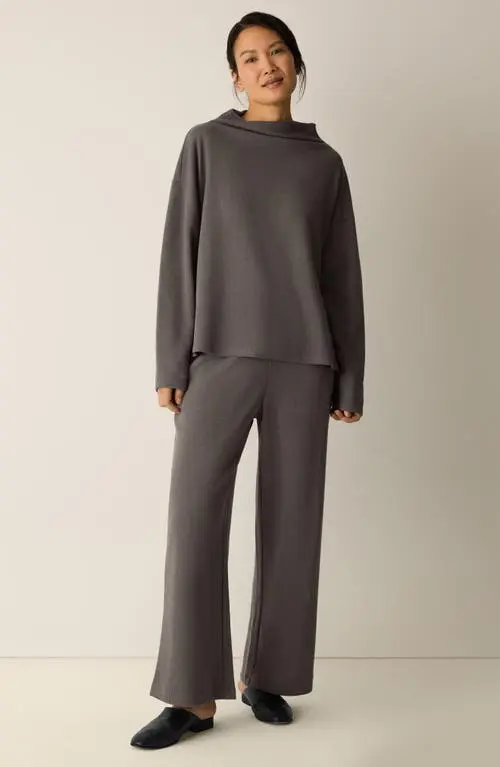 Eileen Fisher Funnel Neck Boxy Organic Cotton Blend Top
